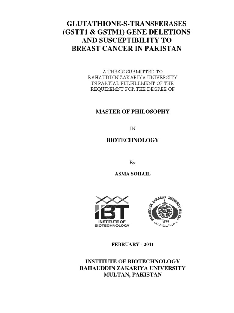 M.Phil Thesis of Asma Sohail | PDF | Carcinogen | Cancer