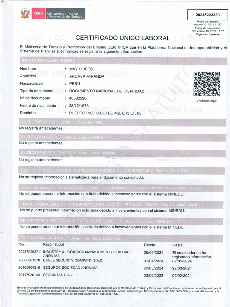 CV Arcaya Miranda May Ulises | PDF