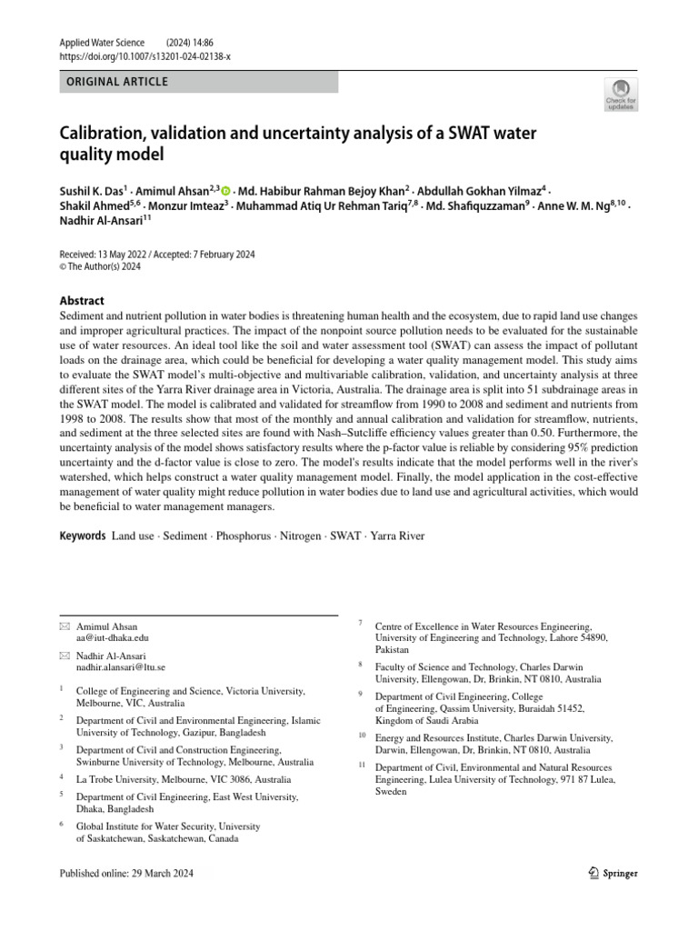 5das Et Al-2024-Applied Water Science Calibration | PDF