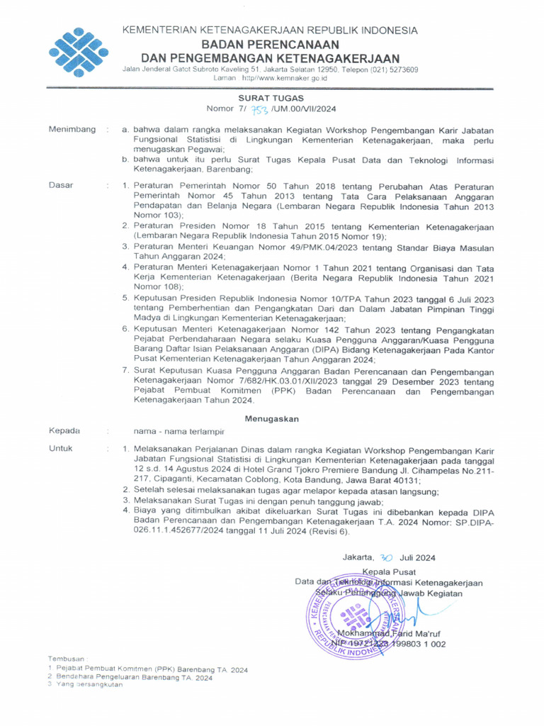 SPT Workshop Statistisi Bandung 12-14 Agustus 2024 | PDF