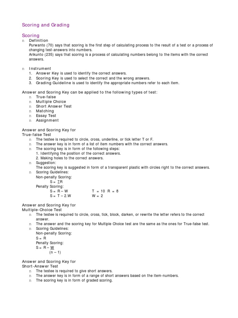 Scoring and Grading | Download Free PDF | Multiple Choice | Tests