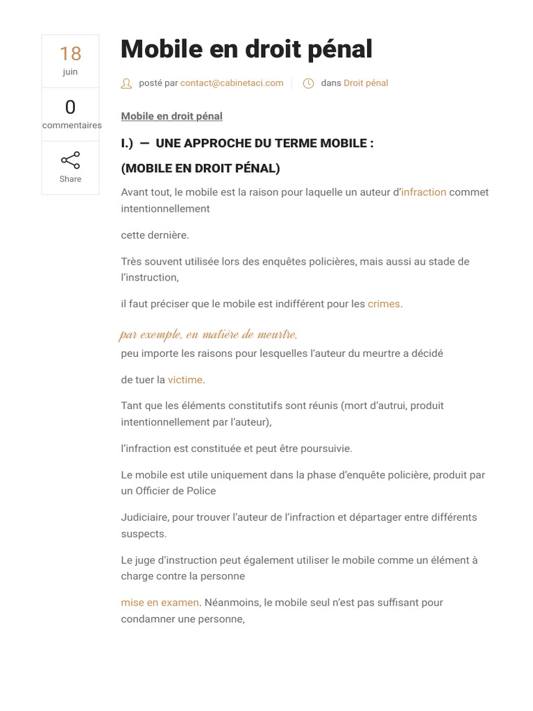 Mobile en Droit Pénal - Cabinet D'avocats de Droit Pénal Paris | PDF