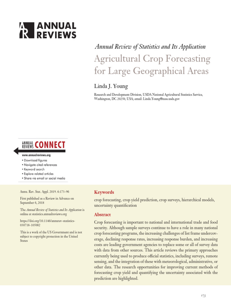 Young 2019 Agricultural Crop Forecasting For Large Geographical Areas Pdf