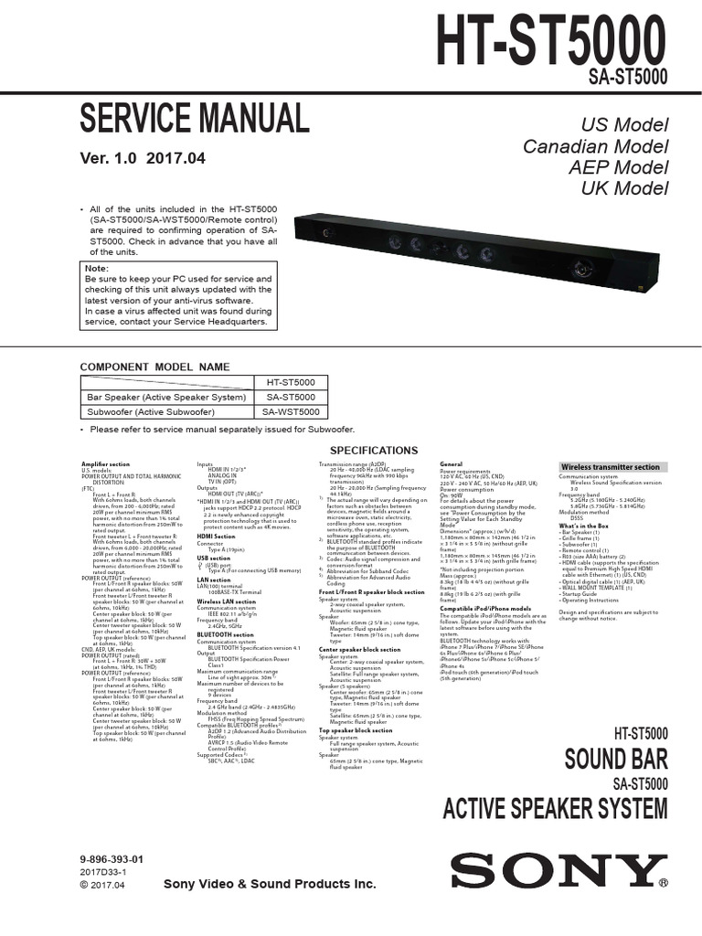 Sony - HT st5000, Sa st5000 | PDF
