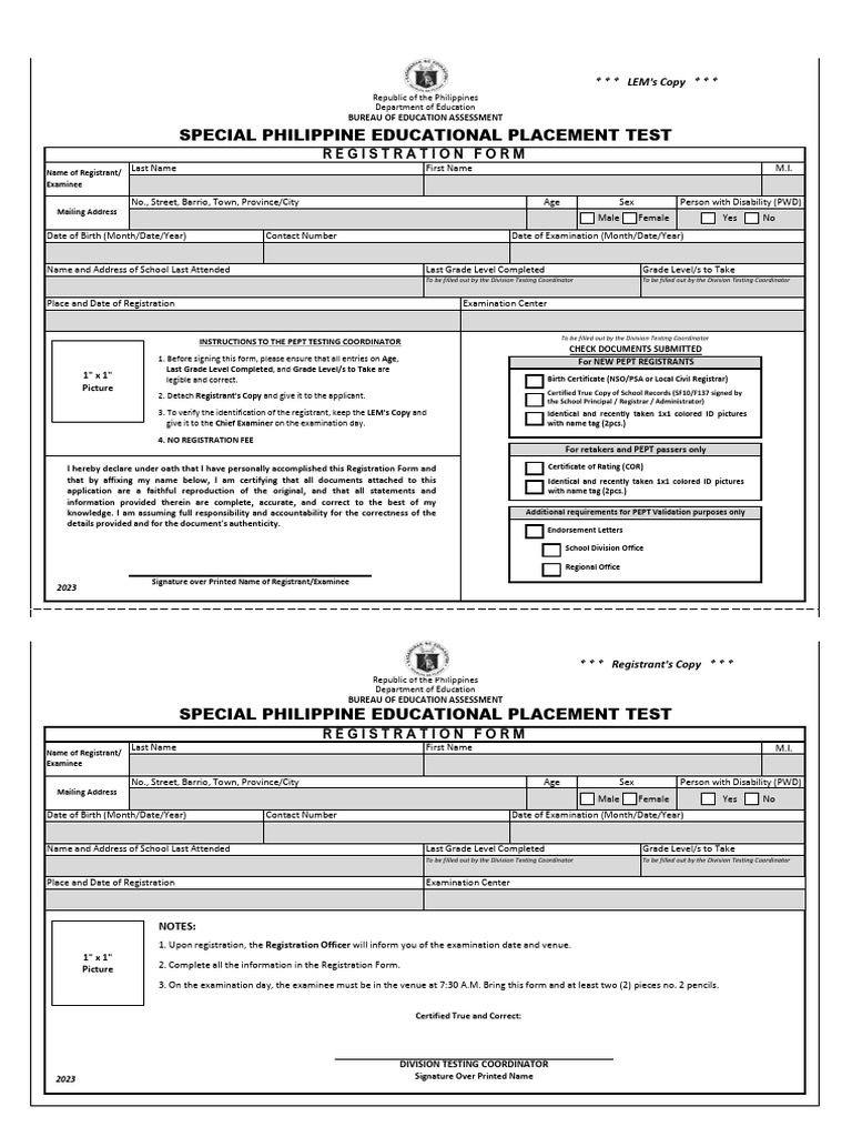 Special PEPT Registration Form1 | PDF | Authentication