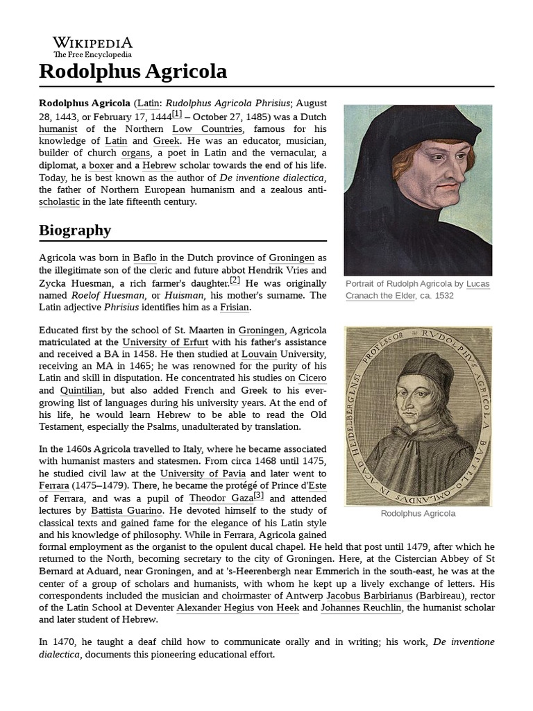 Rodolphus Agricola | PDF