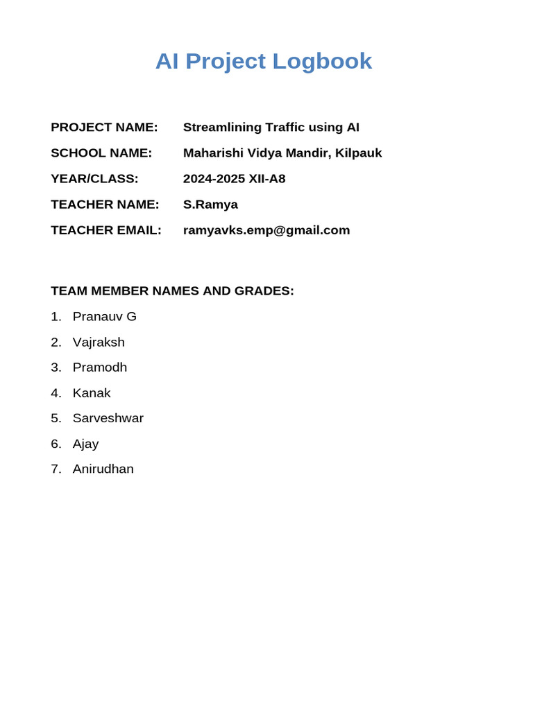AI Project Logbook | PDF