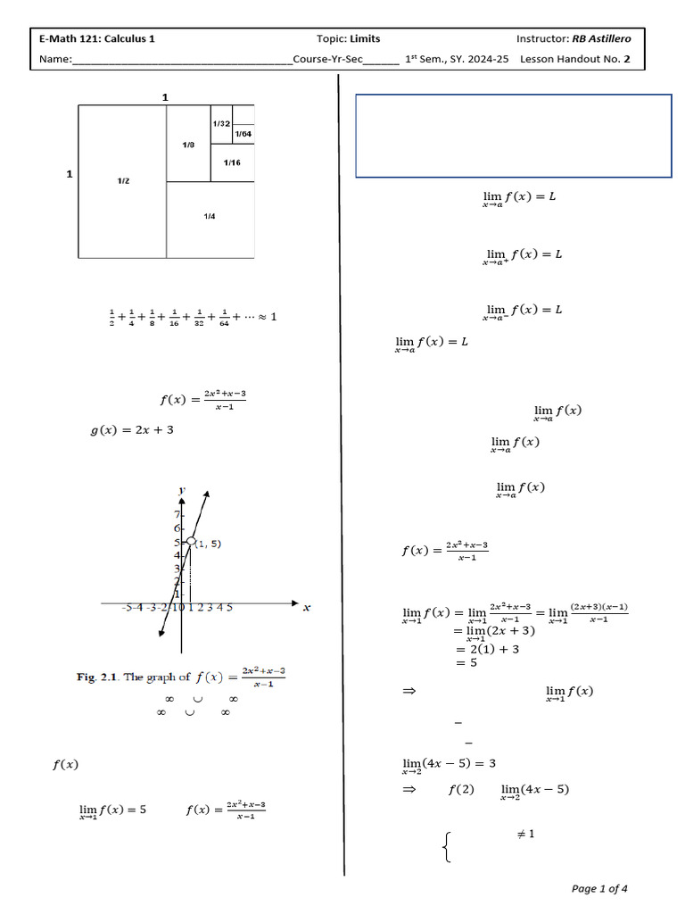 Handout#2 Limits | PDF