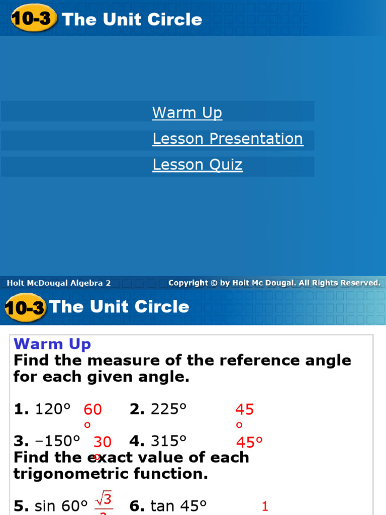 05 L10.3 The Unit Circle | PDF