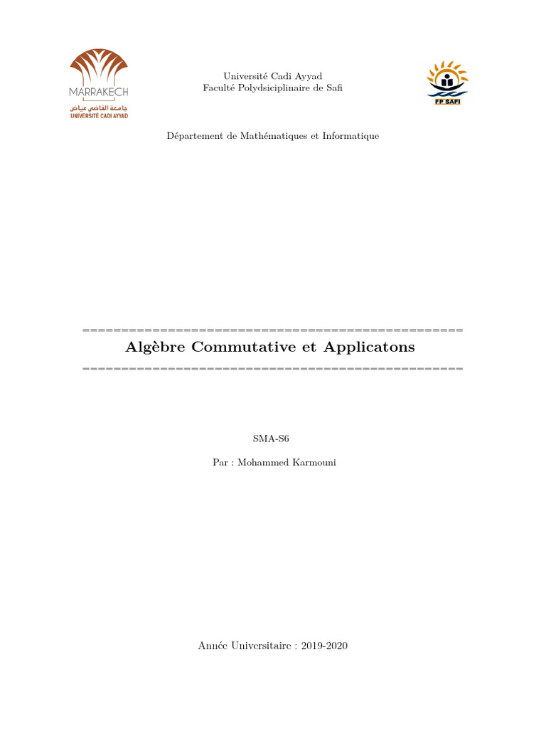 Alg Comm Cours SAFI | PDF