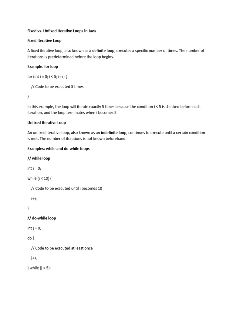 Fixed Vs Unfixed Iterative Loop | PDF
