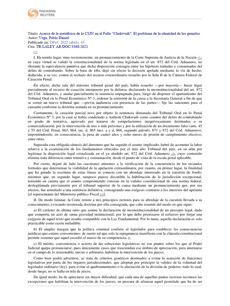 Vega - Acerca Del Fallo Chukwudi | PDF