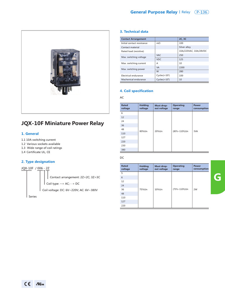 JQX 10F Relay Catalog | PDF