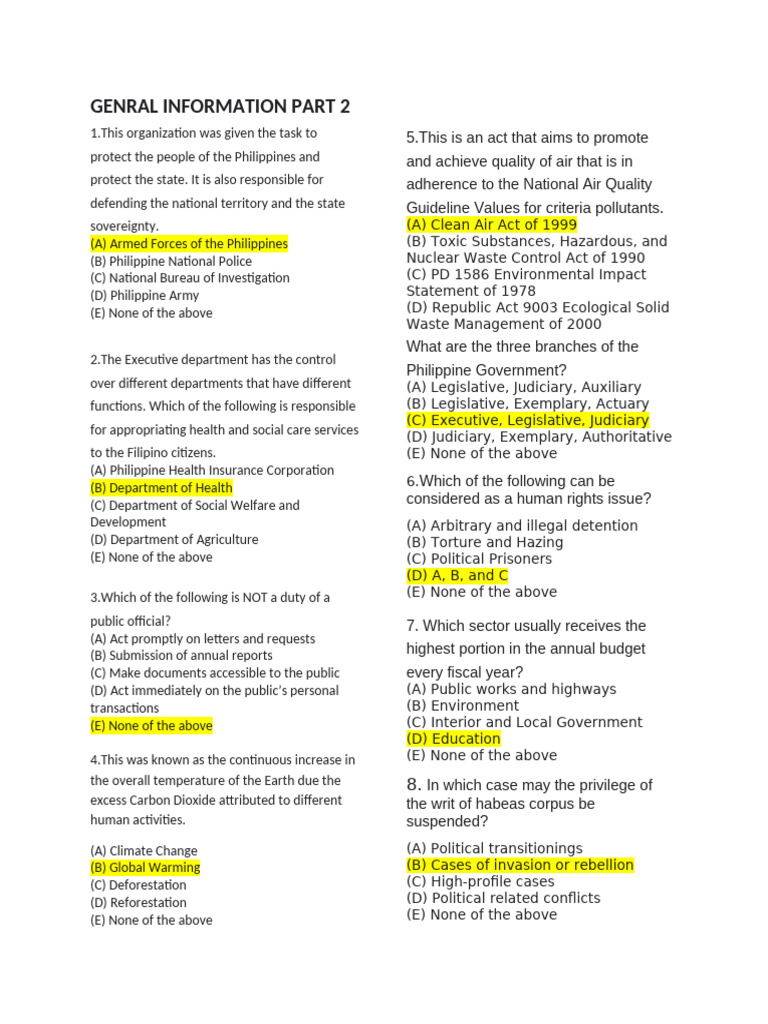 Genral Information Part 2 | PDF
