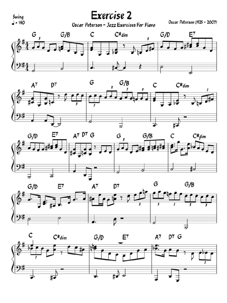 Oscar Peterson - Jazz Exercises For Piano - Exercise 2 | PDF