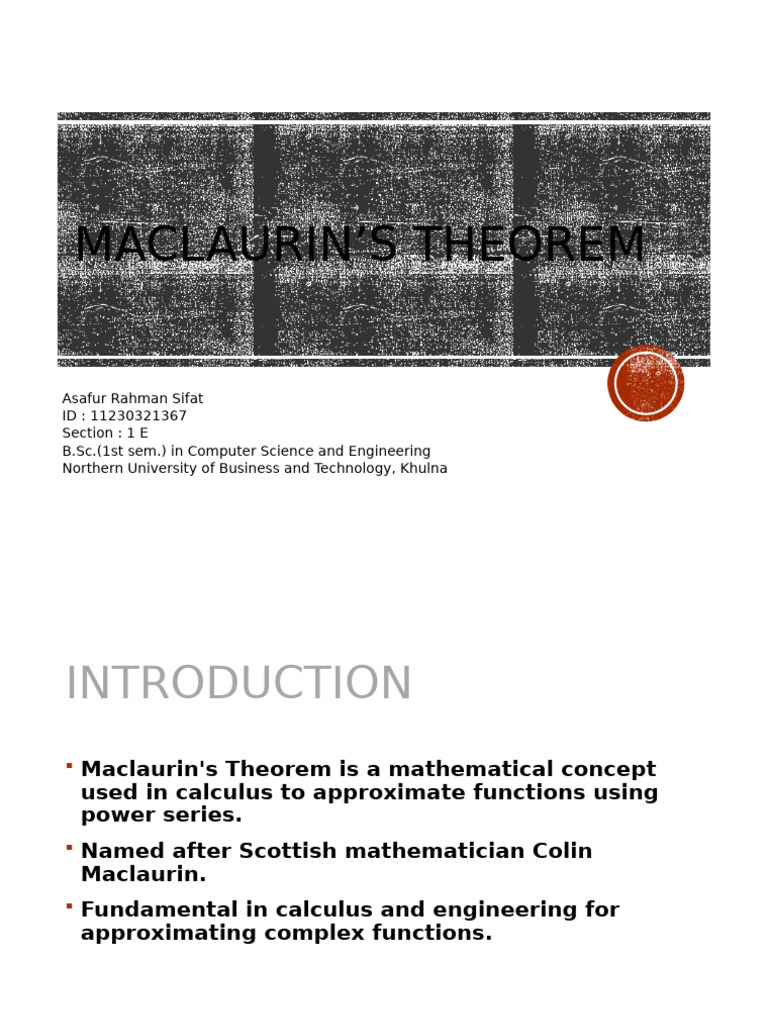 Maclaurin's Theorem | PDF