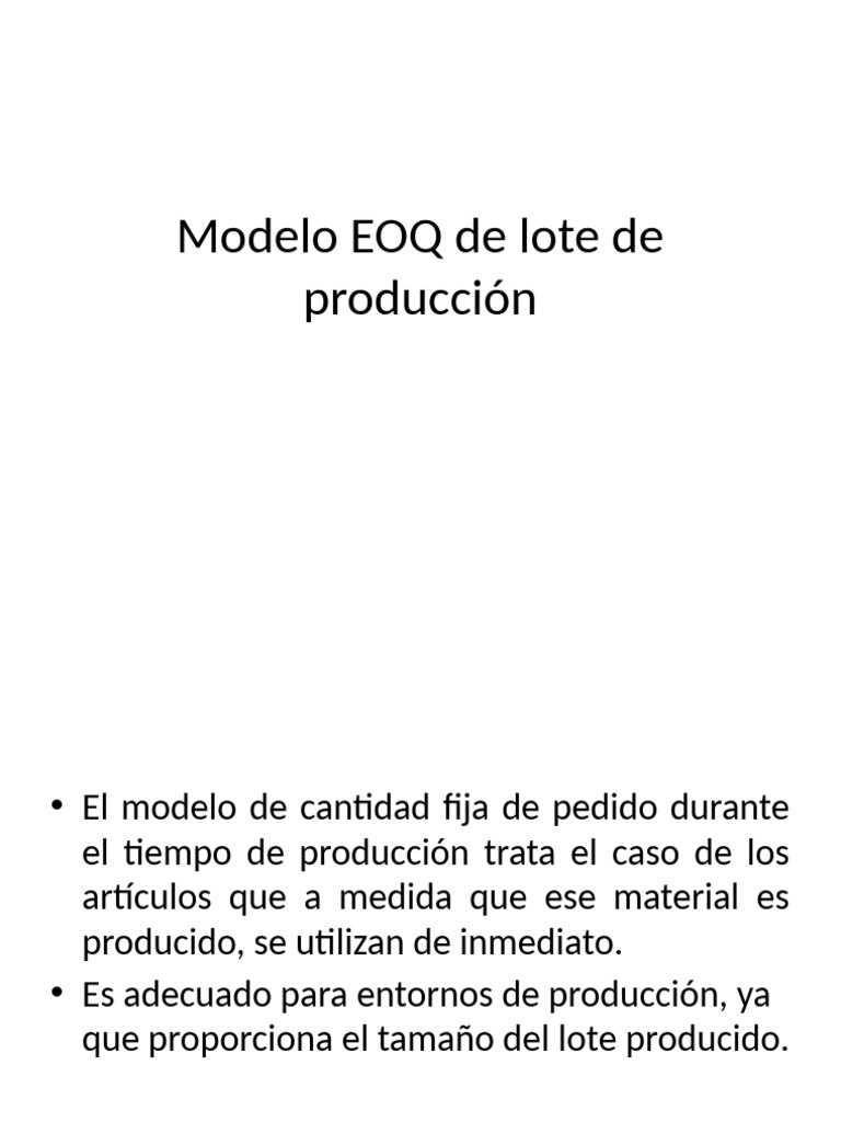 Modelo EOQ de Lote de Producción | PDF