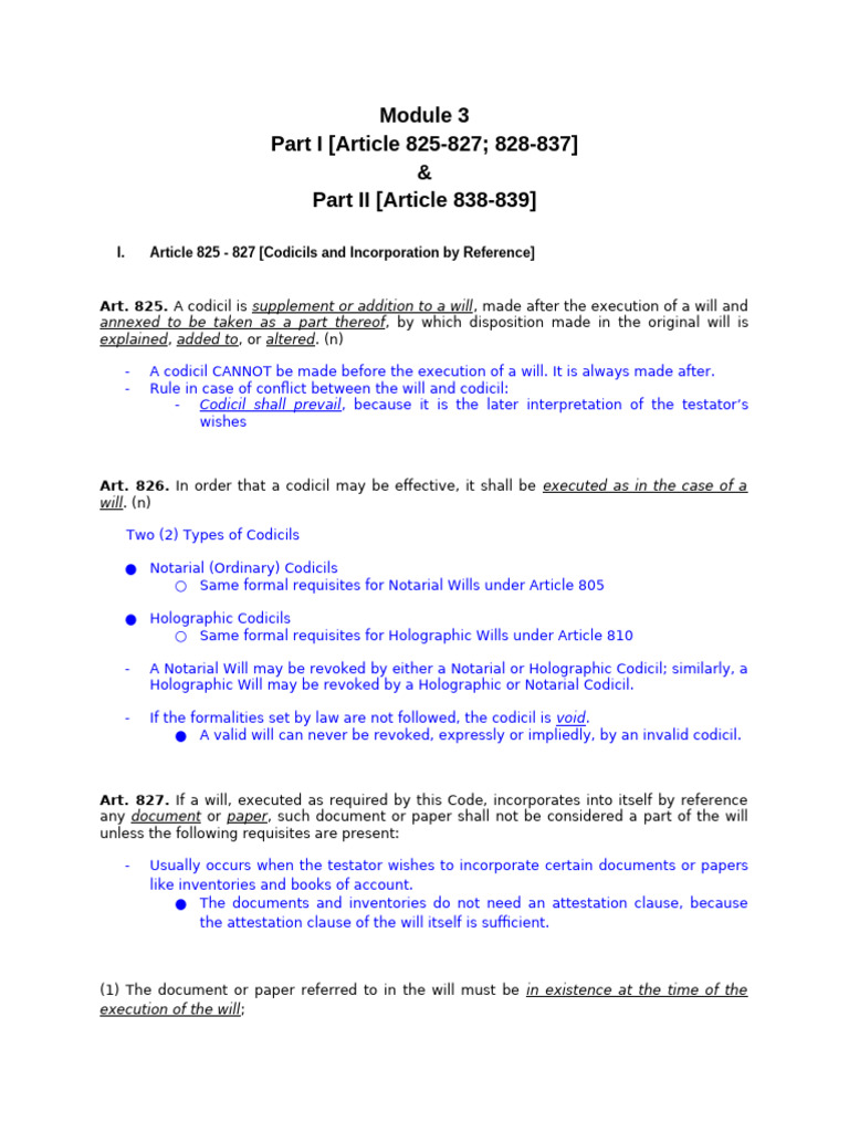 Module 3 Part I and II (Article 825 - 839) | PDF