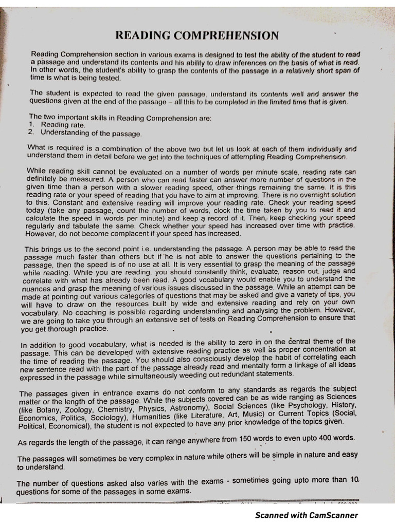 CDC Chapter - 5 Part-2 (Reading Comprehension) | PDF