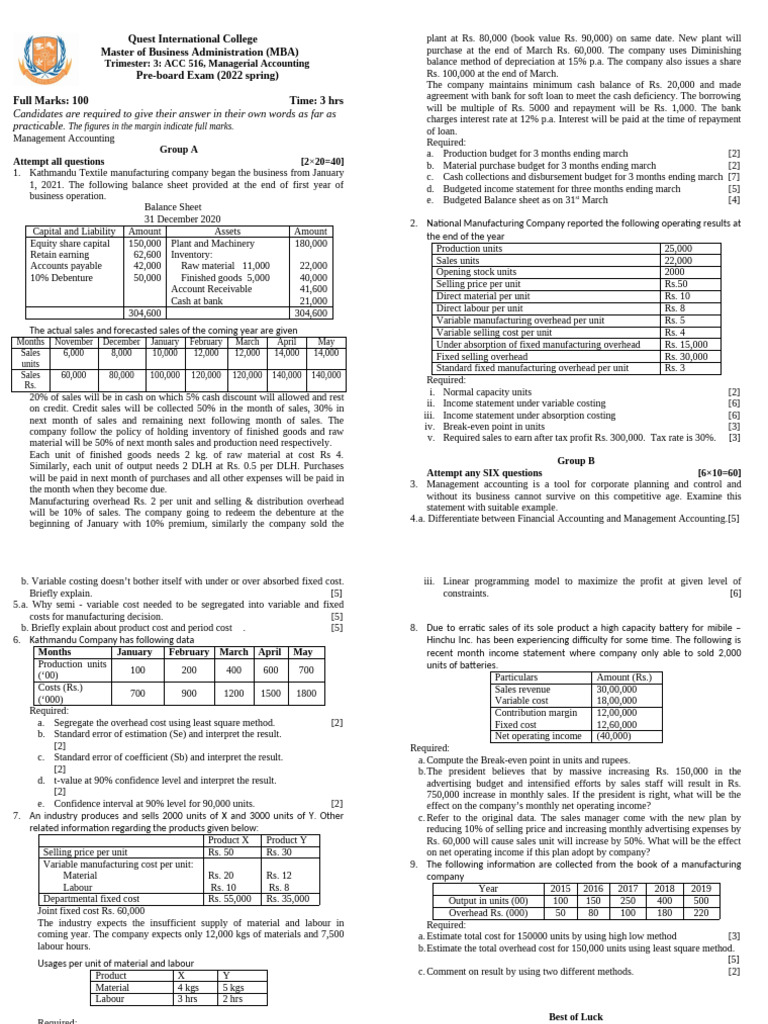 MBA 3rd (10th Batch) Pre | PDF | Economic Growth | Business