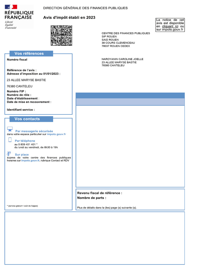 Avis D Impot 2023 Sur Les Revenus 2022-1 | PDF