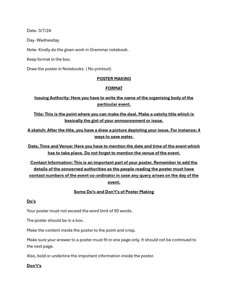 Poster Making - Sample1 Class 7 | PDF