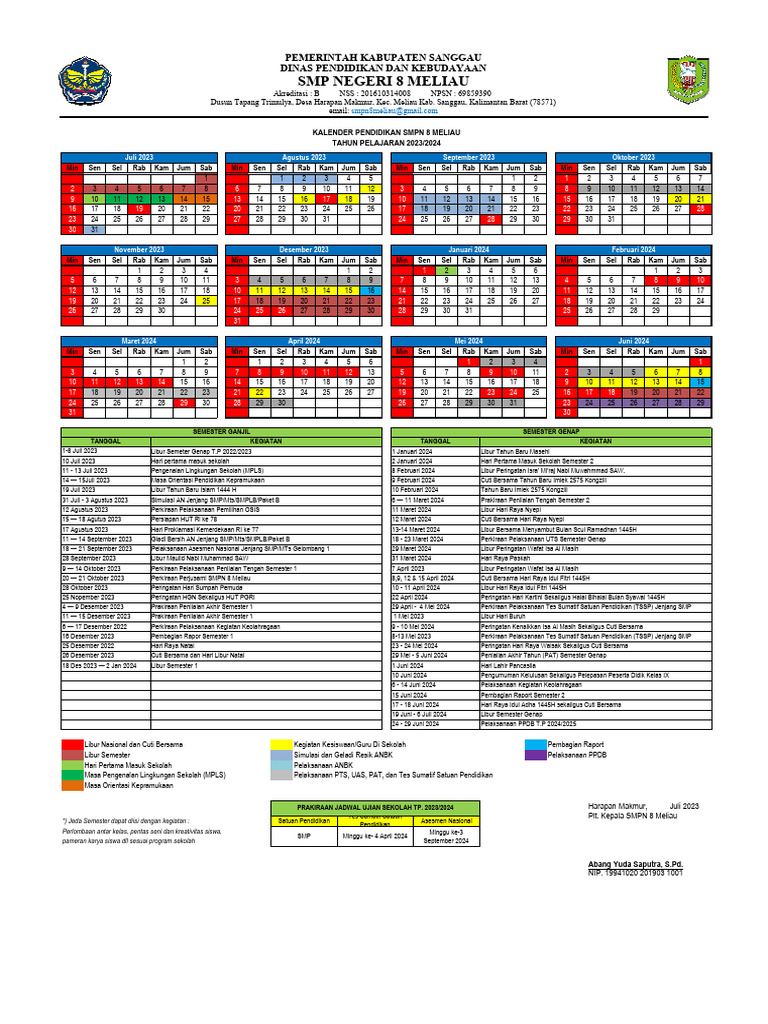Contoh Format Kalender Akademik Sd-Smp-Sma Terbaru | PDF