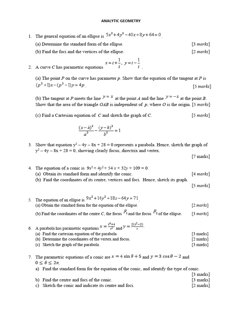 Analytic Geometry | PDF | Ellipse | Classical Geometry