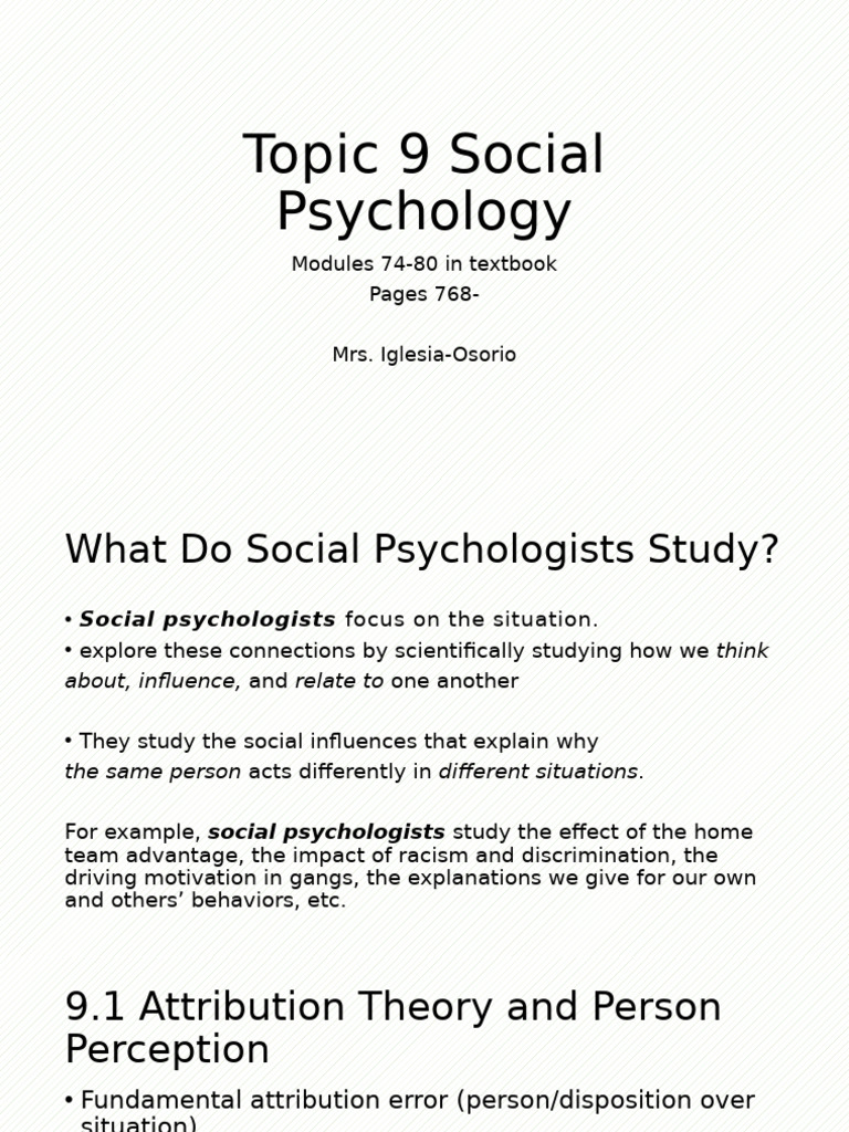 Unit 9 Social Psychology | PDF