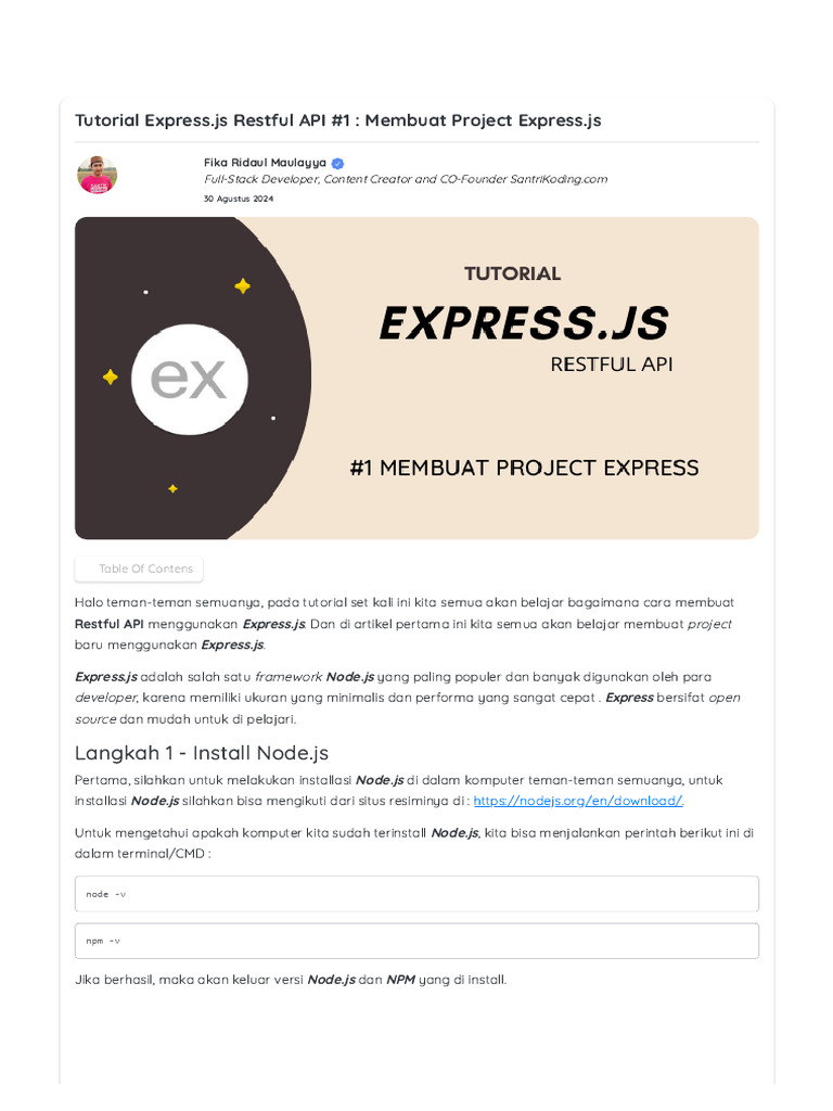 Tutorial Express - Js Restful API #1: Membuat Project Express - Js | PDF