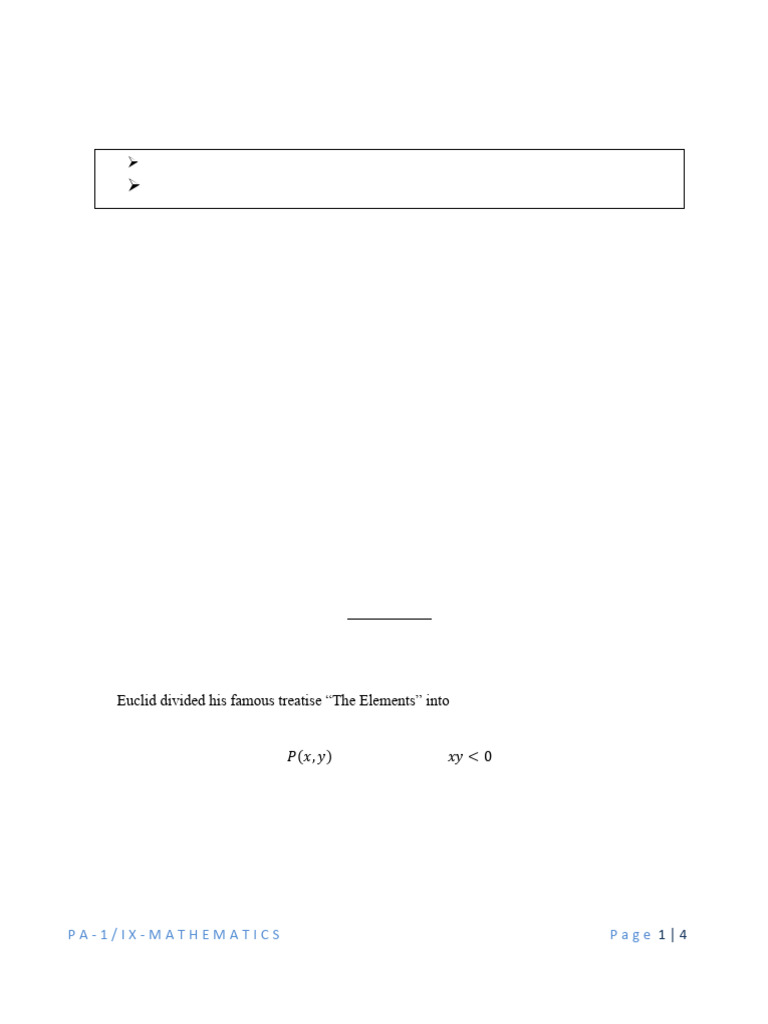 Assignment - STD IX-MATHEMATICS PA I QP | PDF
