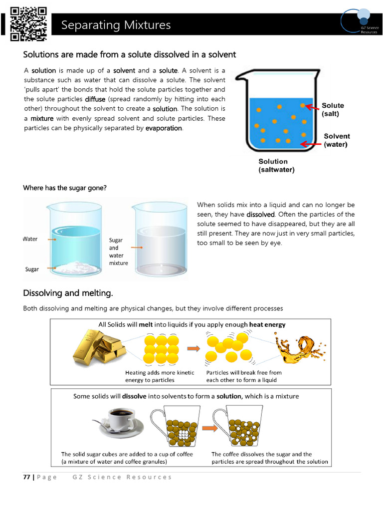 Separating Mixtures Science Year 9 GZ | PDF