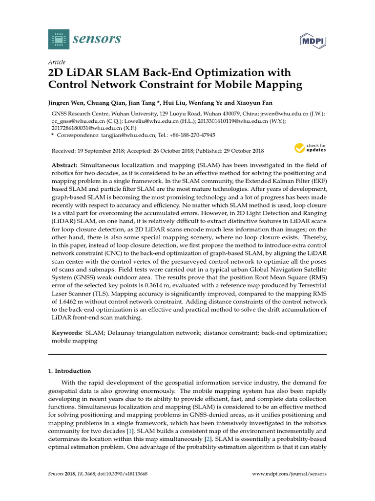 2D LiDAR SLAM Back-End Optimization With | PDF