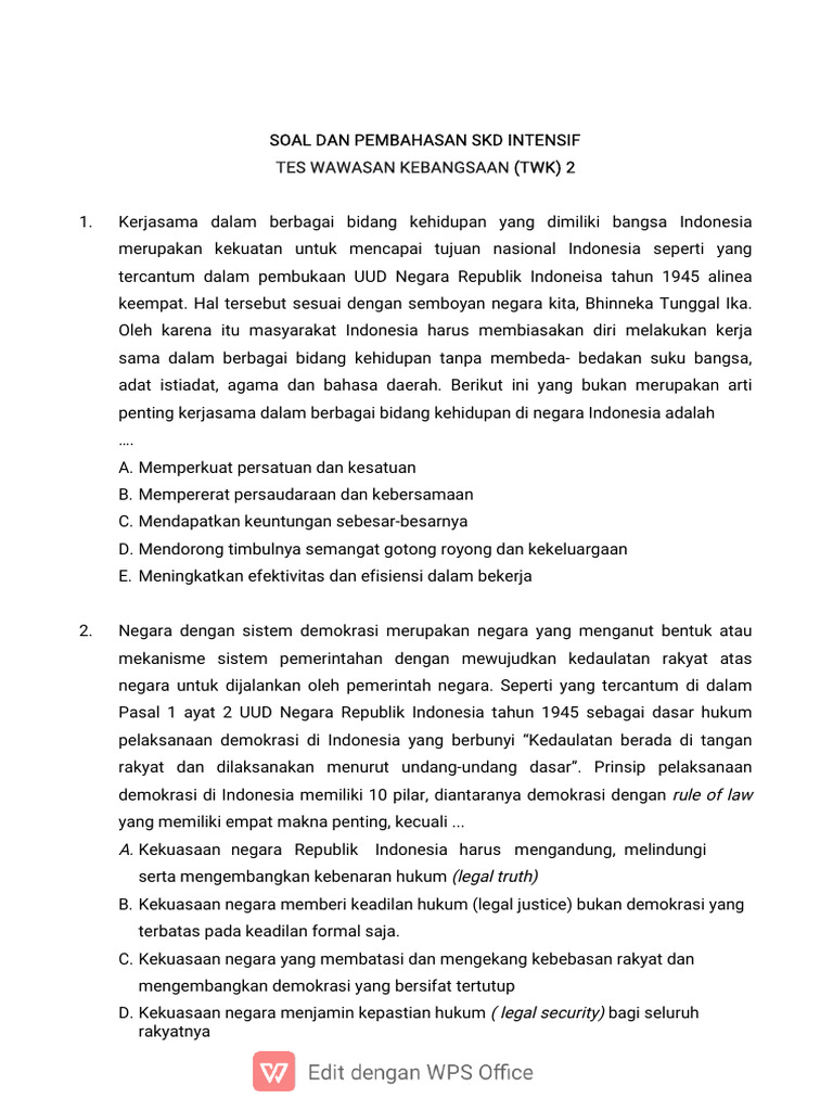 TWK Soal Baru 2 | PDF