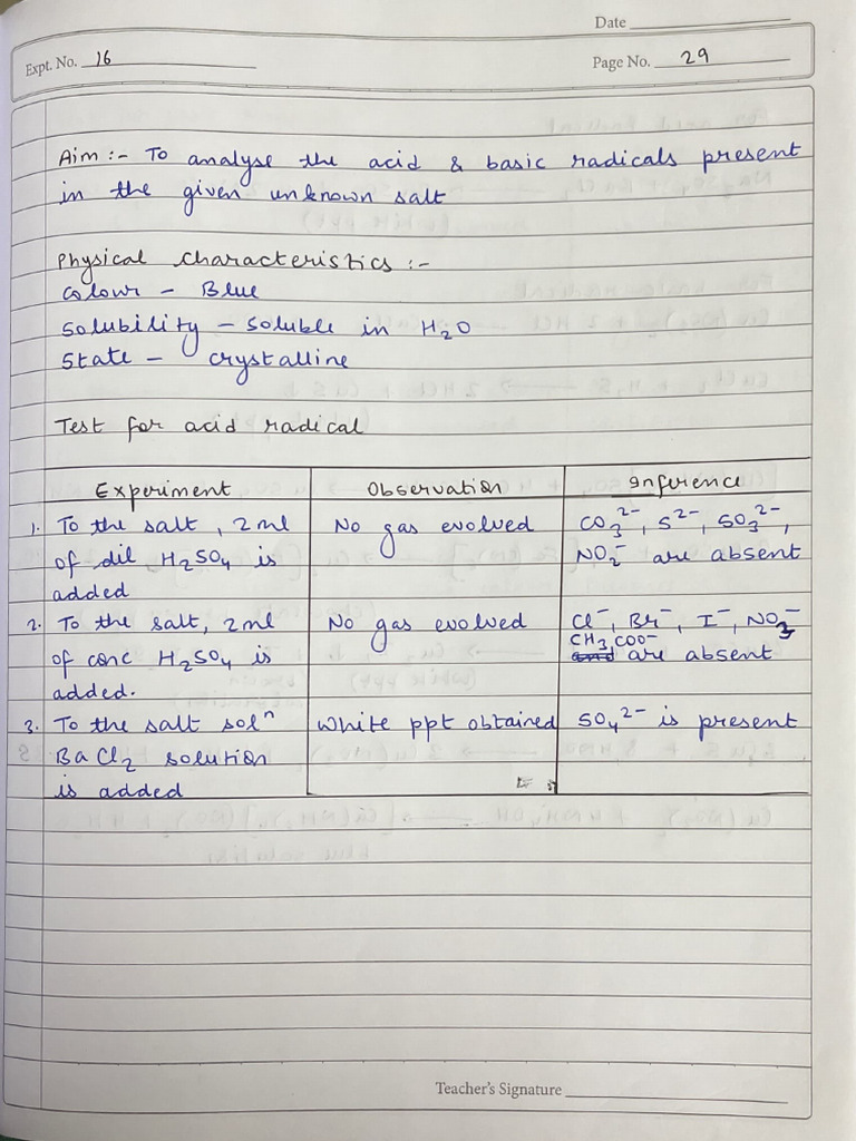 Salt Analysis Practical | PDF