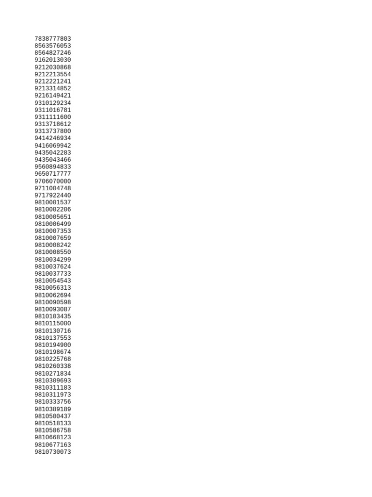 List of Unique Numeric Codes | PDF