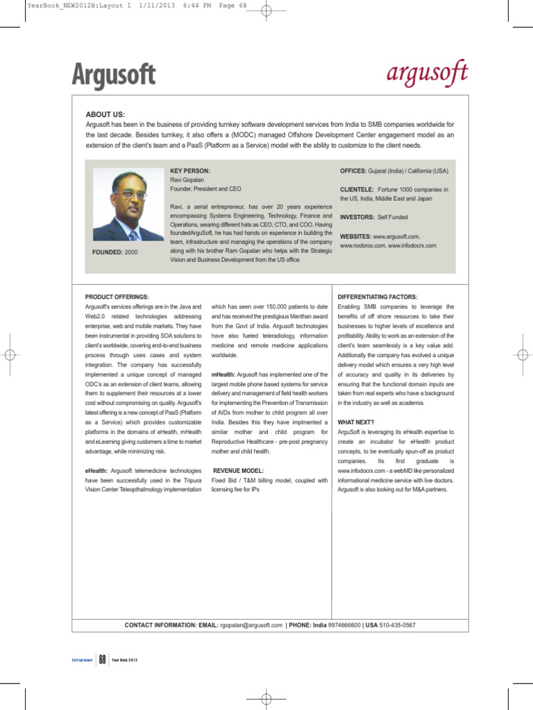 Argusoft Corporate Onepager | PDF