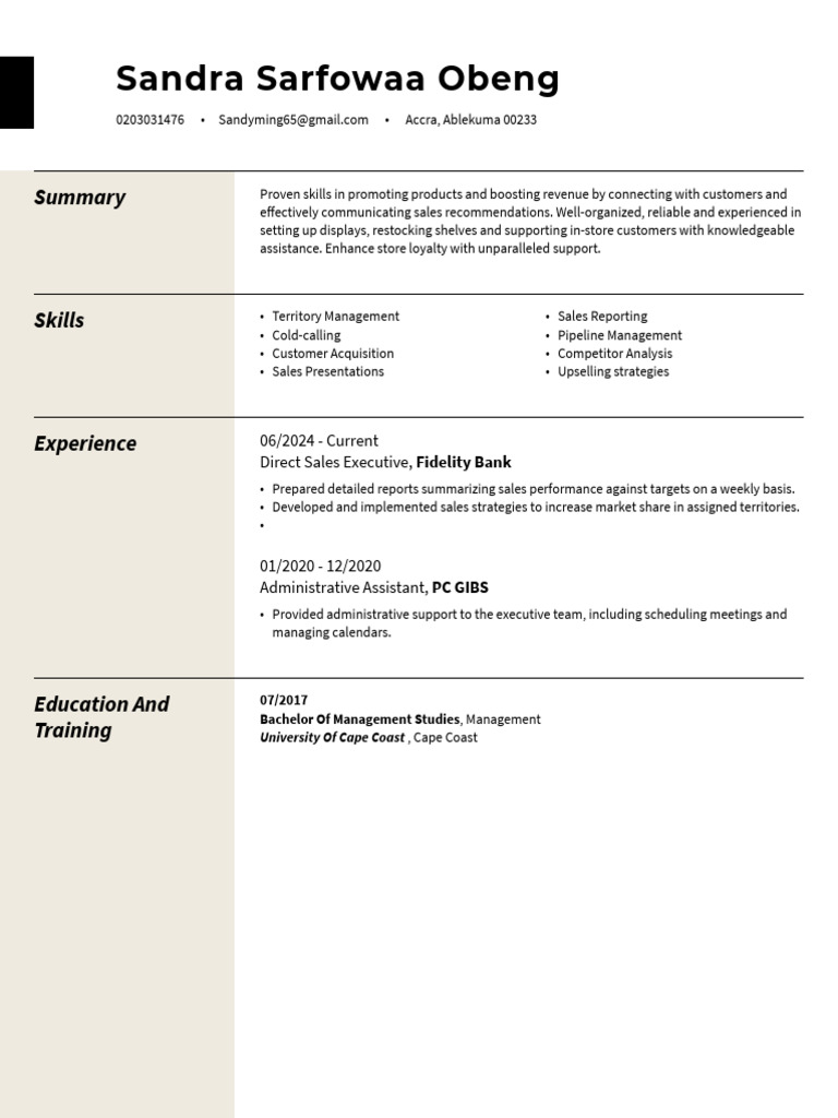 Sandra SarfowaaObeng Resume 4 | PDF | Business | Finance & Money Management