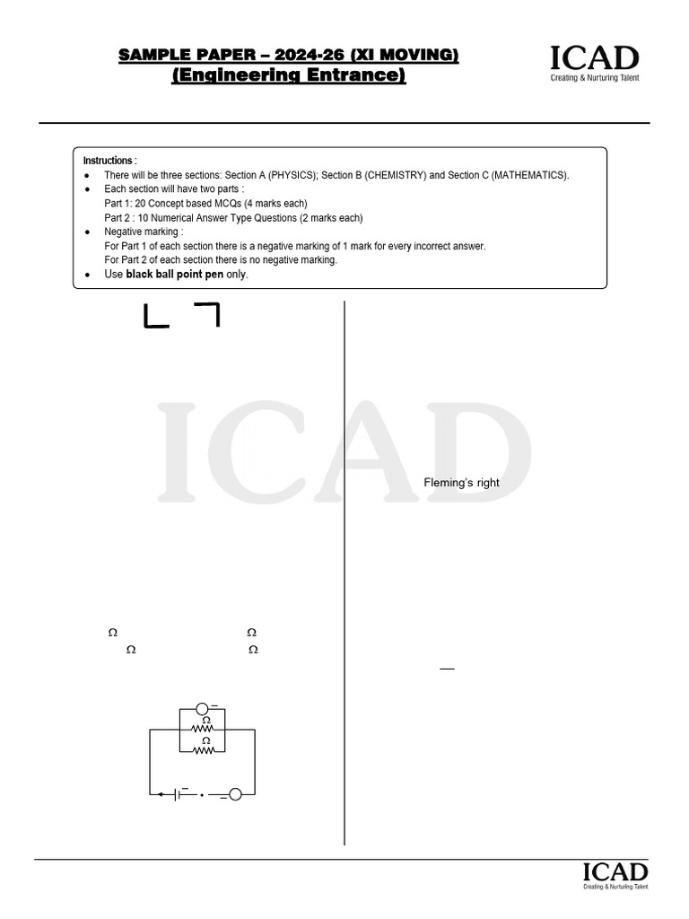 CPA Engineering Entrance Sample Paper 2024 | PDF | Redox | Chemical Bond