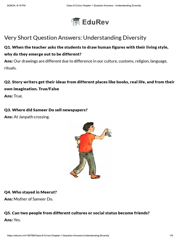 Very Short Question Answers - Understanding Diversity | PDF