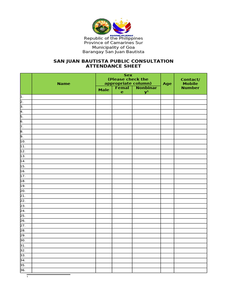 Attendance Sheet-Public Consultation | PDF