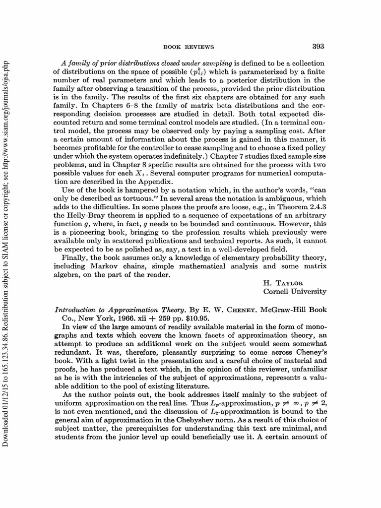 Introduction To Approximation Theory E W | PDF