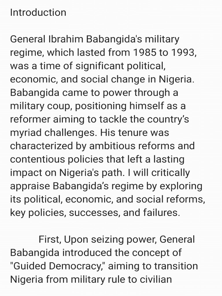 General Ibrahim Babangida's Military Regime - 240522 - 093321 | PDF