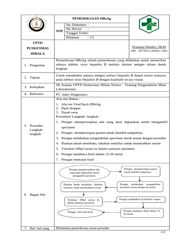 SOP HBsAg | PDF | Microorganism | Hepatitis
