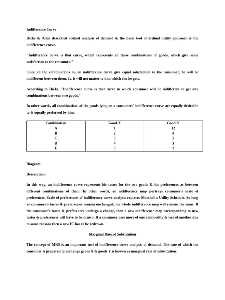 Indifference Curve | PDF