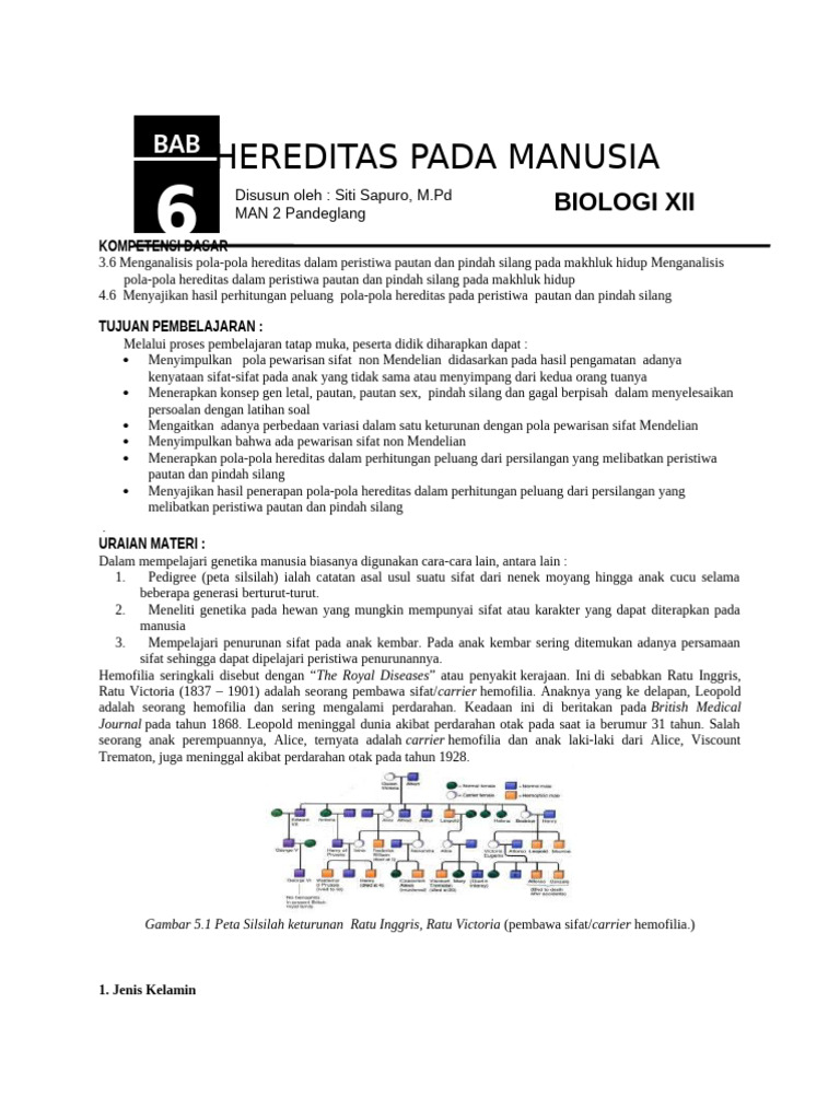 Hand Out 6 HEREDITAS PADA MANUSIA | PDF