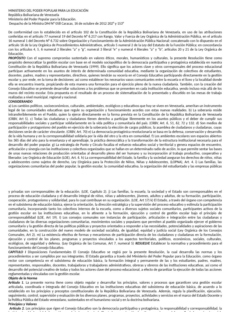 Resolución 058 | PDF | Democracia | Ideologías políticas