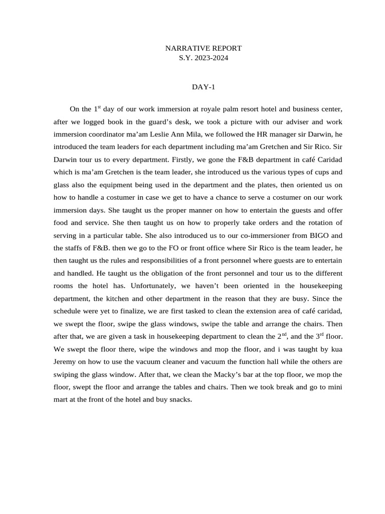 Narrative Report | PDF