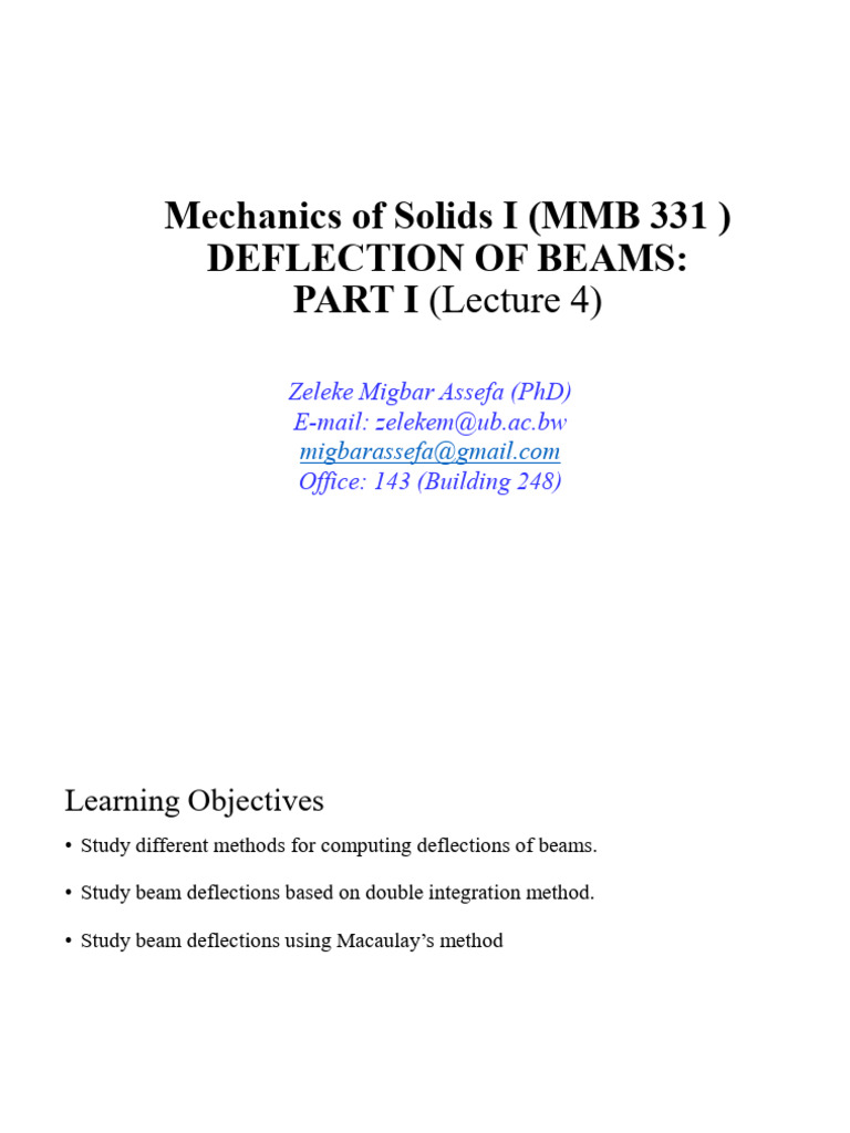 Lecture 4 Deflection and Slope Equation Part 1 | PDF | Beam (Structure ...
