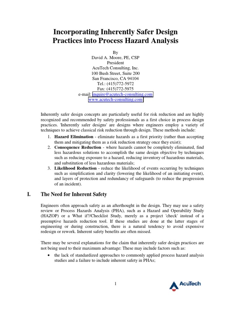 Inherently Safer Design Into PHA | PDF | Safety | Risk Management